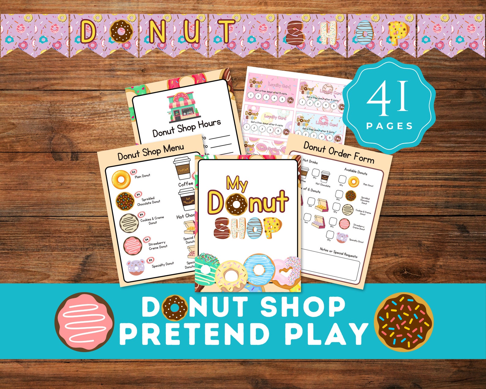 Donut Shop Pretend Play Printables, Home Dramatic Play, Kids Summer ...