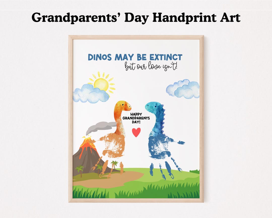 Grandparents Day Dinosaur Handprint Art, Cute Dino Keepsake Gift From ...