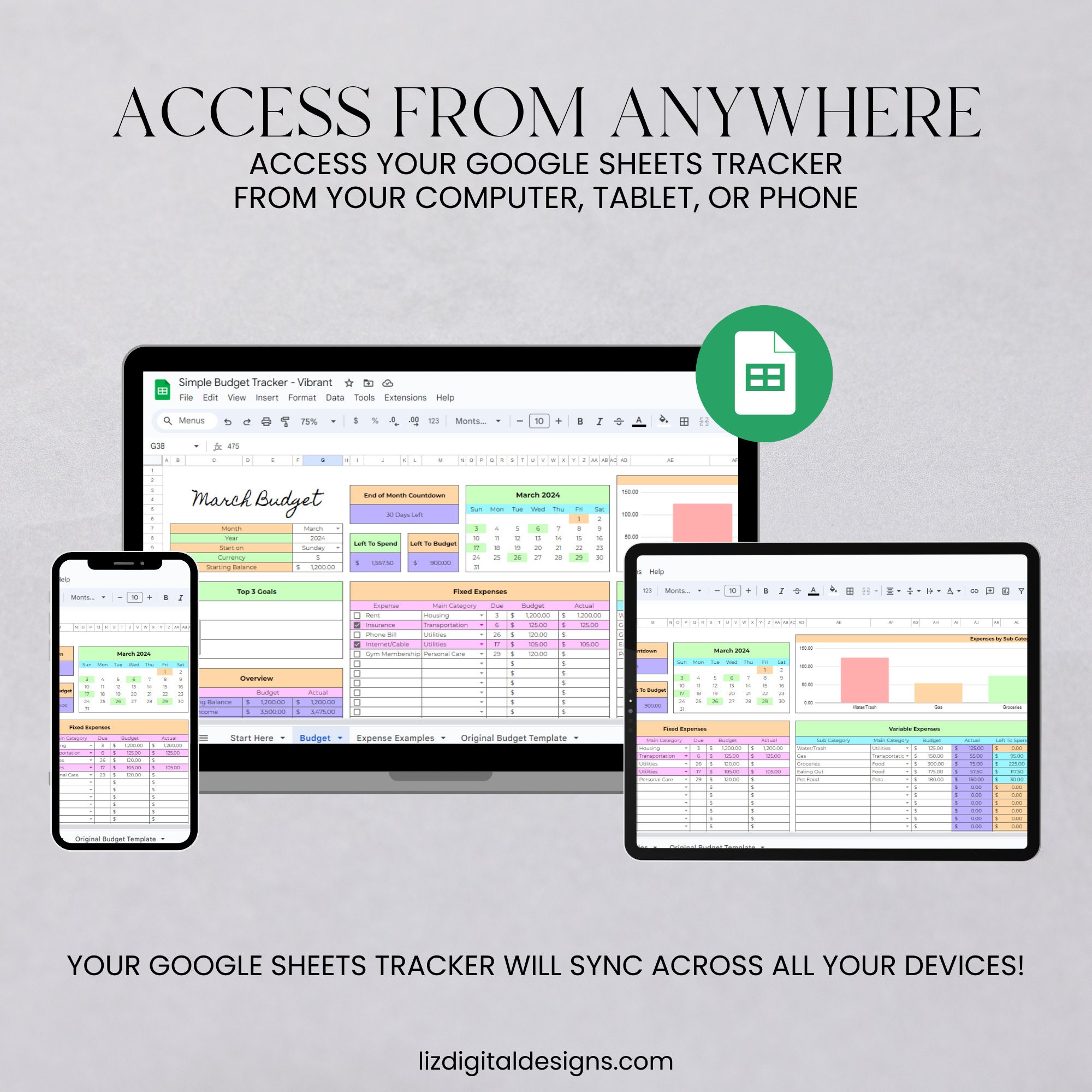 Google Sheets Budget Planner Tracker, Expense Tracker, Digital Budget ...