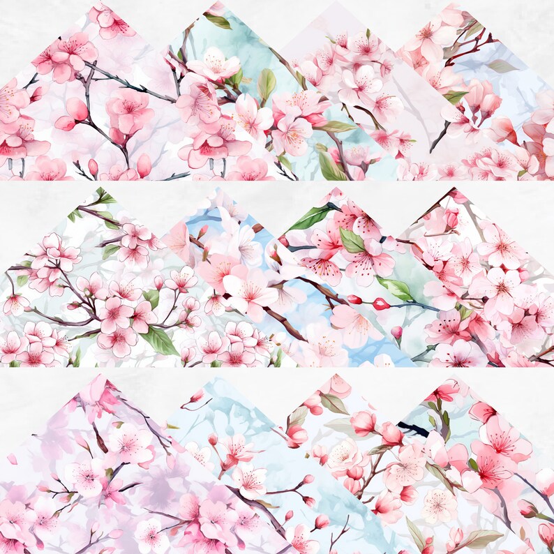 Sakura Digital Paper, Cherry Blossom Digital Papers, Printable ...