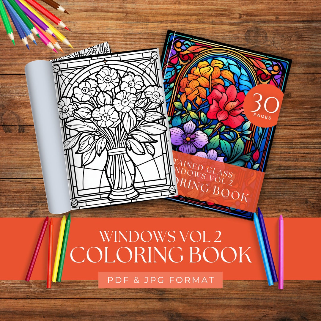 30 Flower Stained Glass Window Coloring Pages for Adults and Kids ...