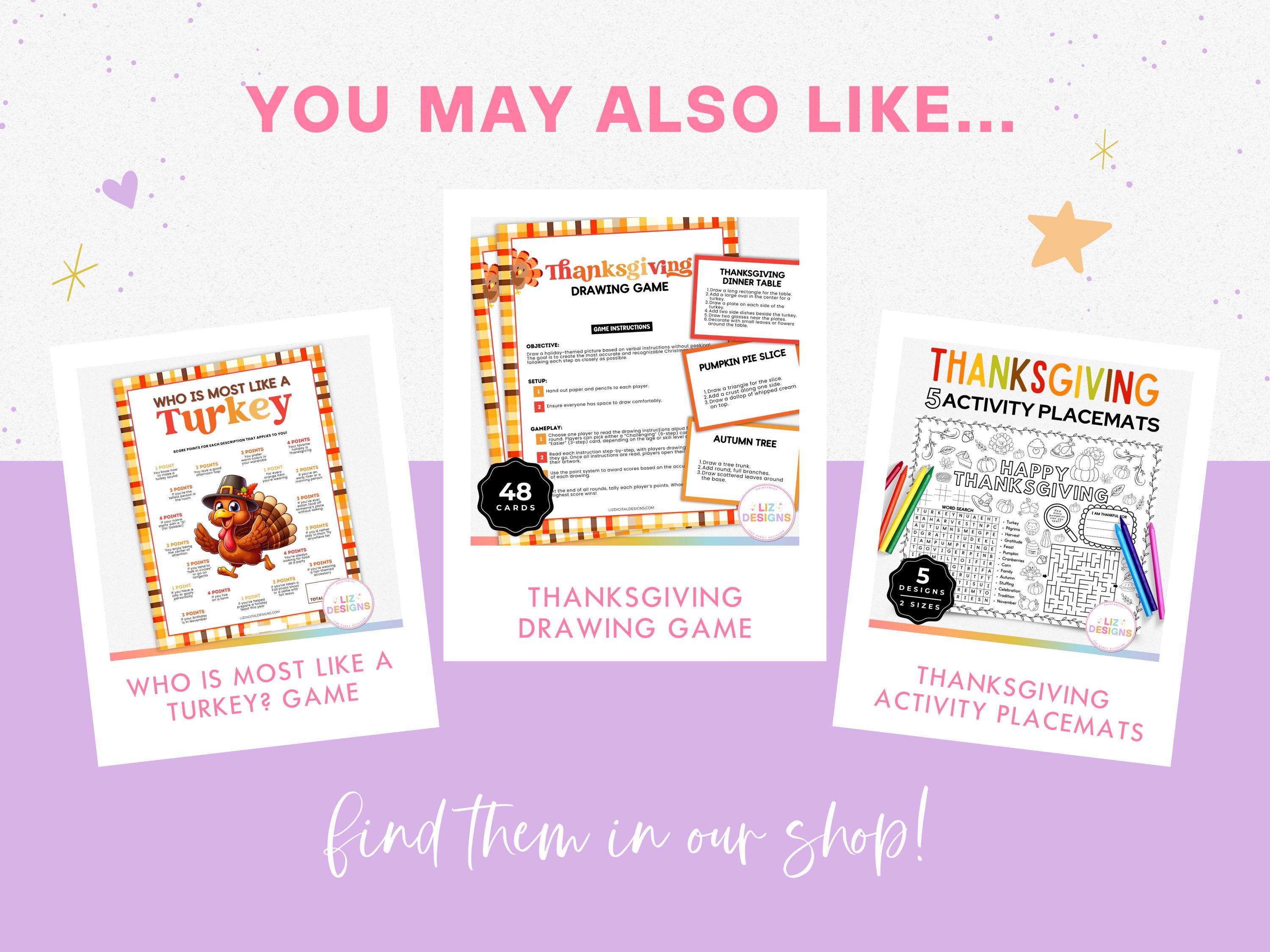 Roll and Draw a Turkey Game, Printable Thanksgiving Art Activity ...