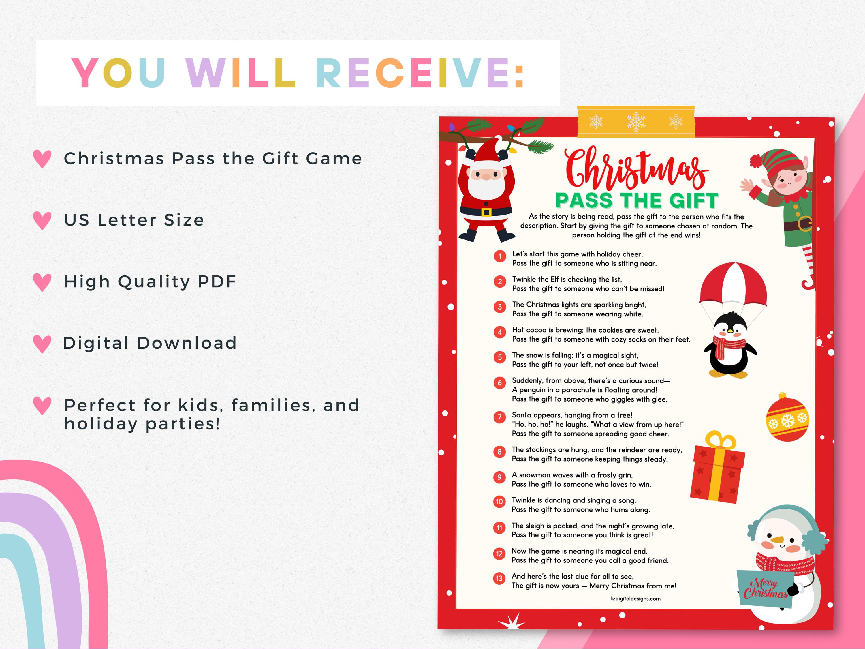 Christmas Pass the Parcel Game, Pass the Gift Activity, Holiday Gift ...