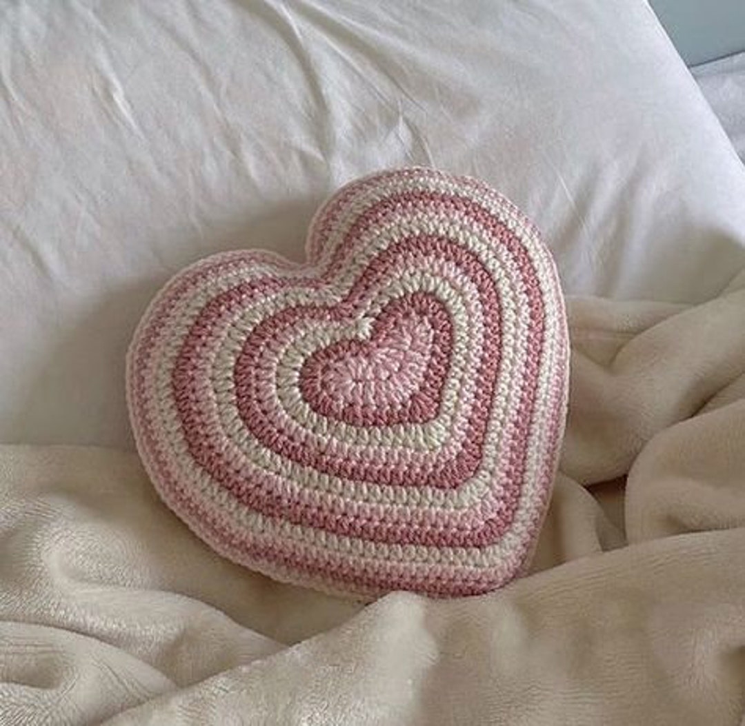Crochet Heart Pillow - Etsy