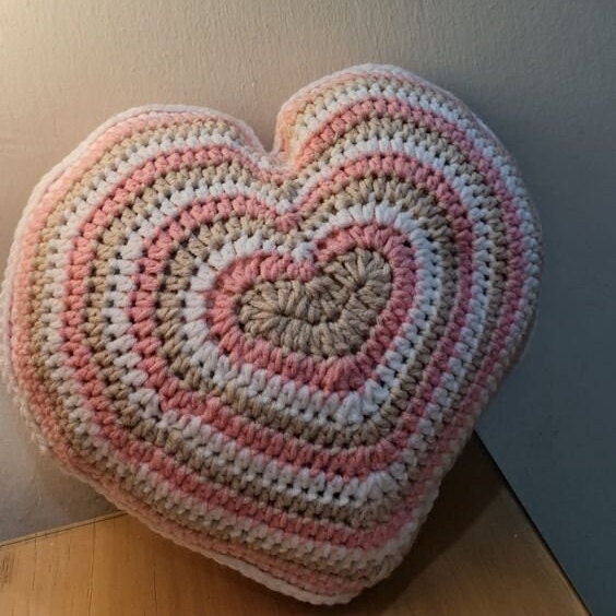 Crochet Heart Pillow - Etsy