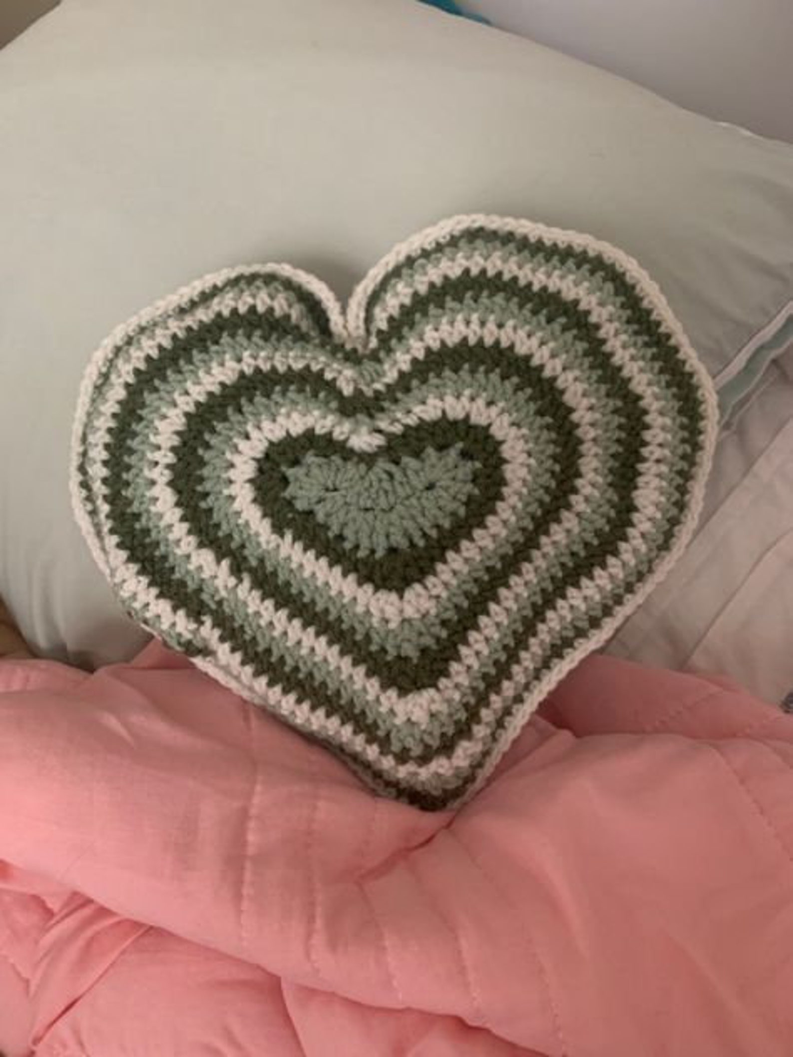 Crochet Heart Pillow - Etsy