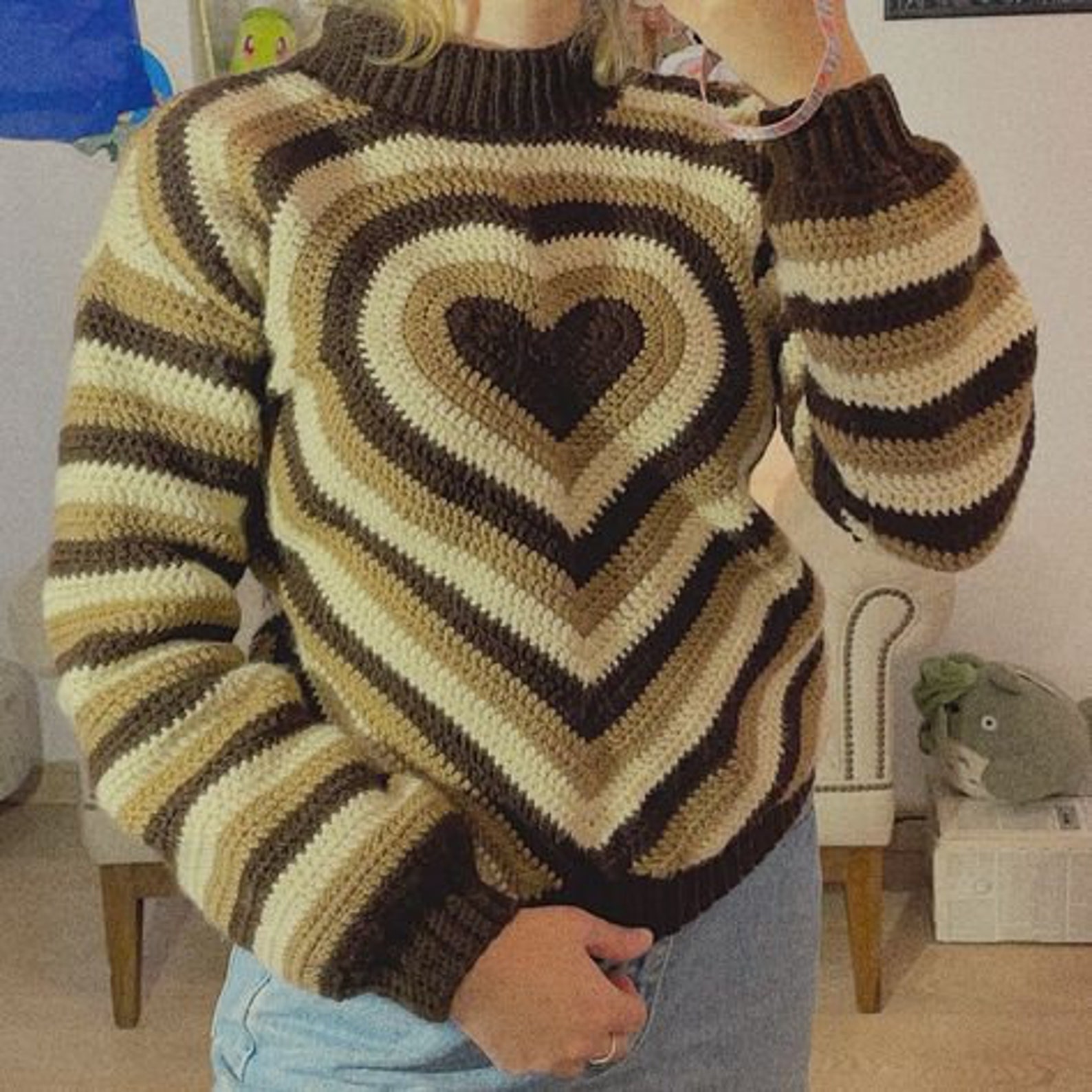 Crochet Heart Sweater - Etsy