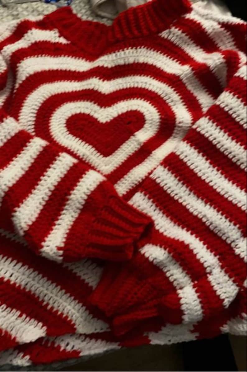 Crochet Heart Sweater - Etsy