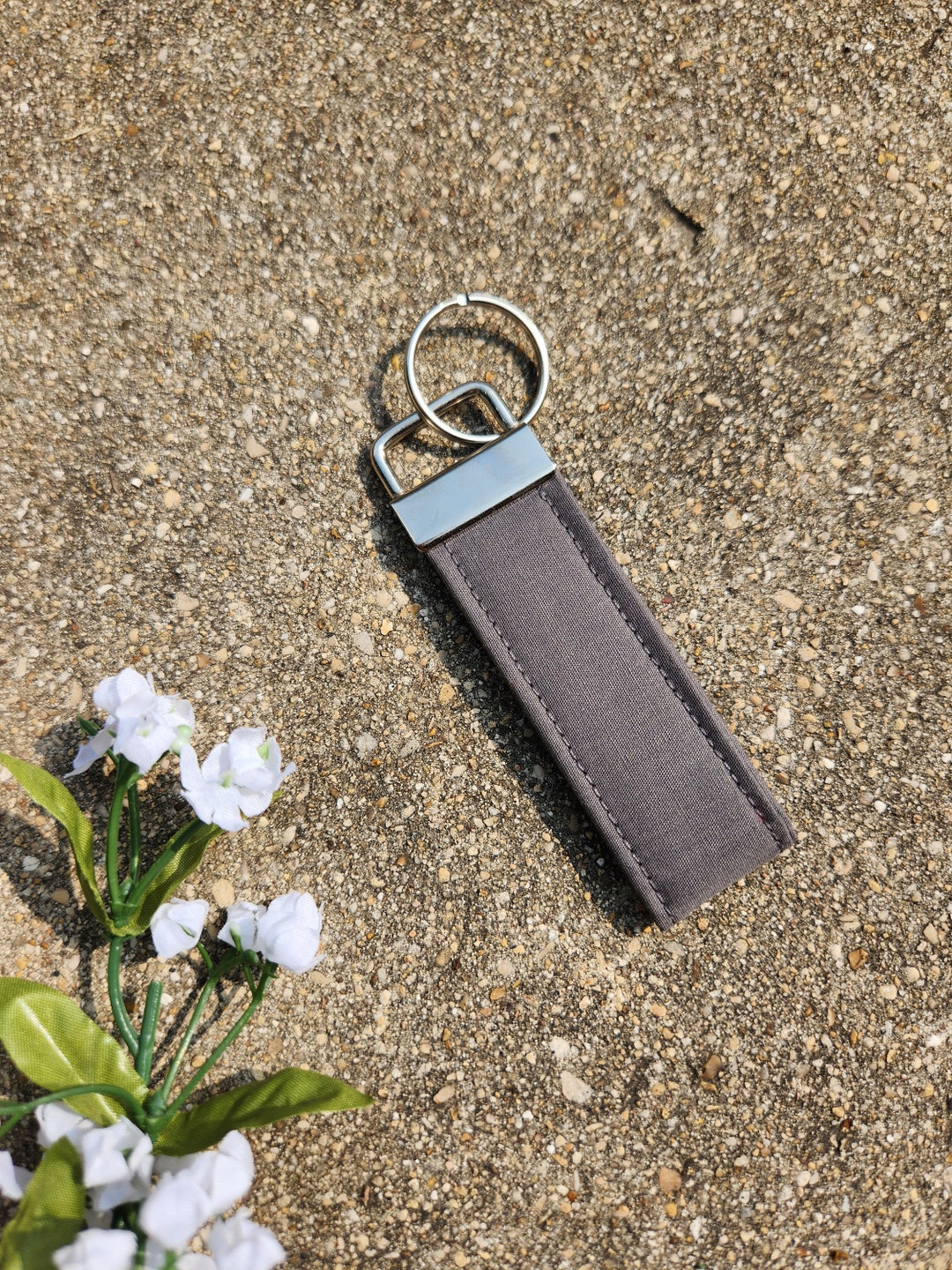 Mini Grey Fabric Key Fob Keychain - Etsy