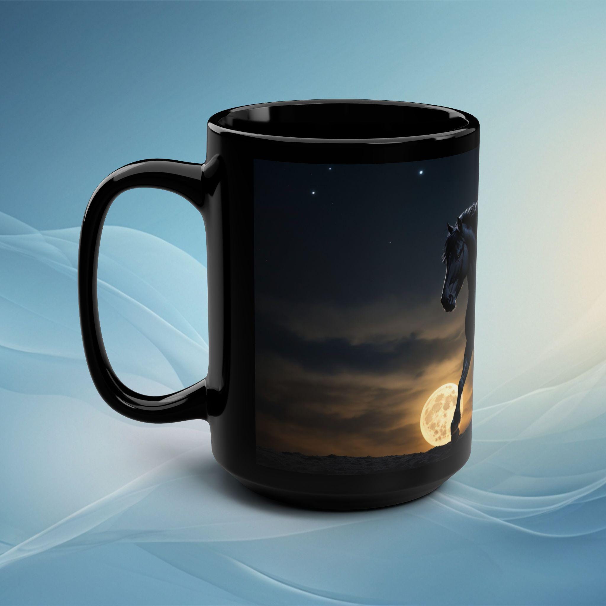 Personalized Black Horse on a Full Moon Mug - Etsy