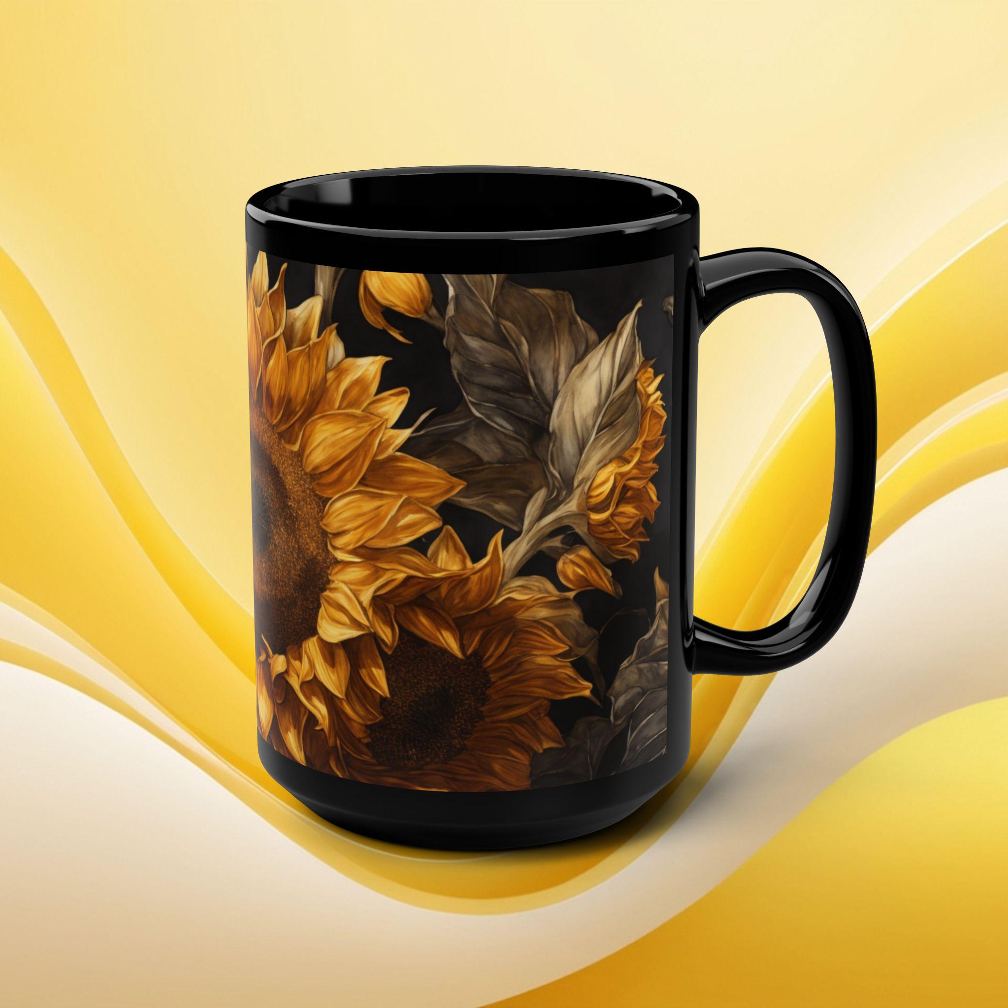 Sunflower Black Mug - Etsy