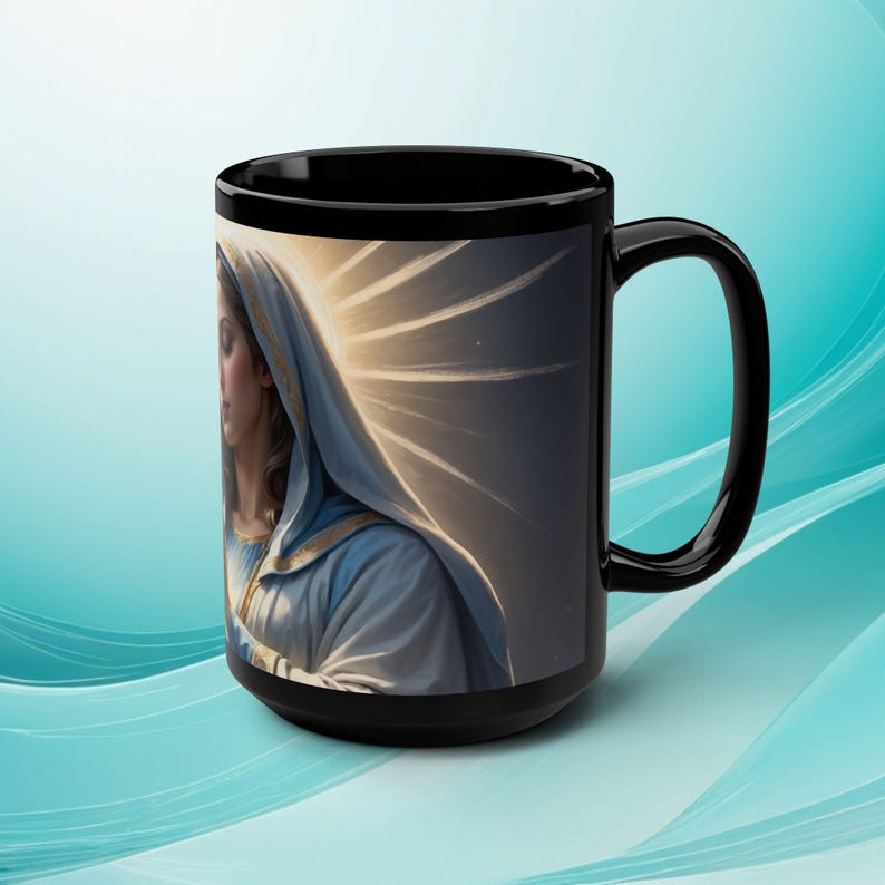 Personalized Praying Virgin Mary Black Mug - Etsy