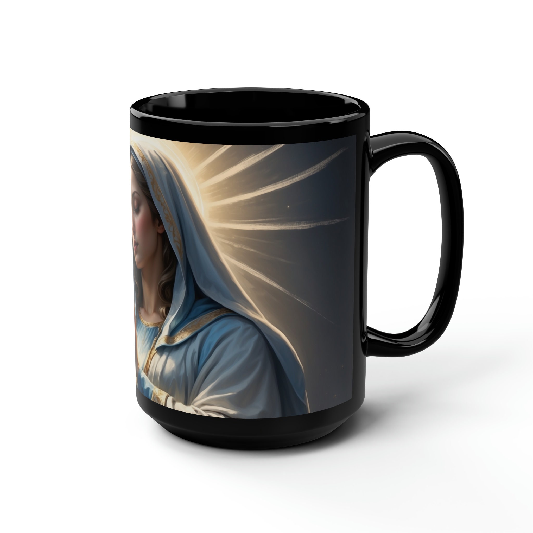 Personalized Praying Virgin Mary Black Mug - Etsy