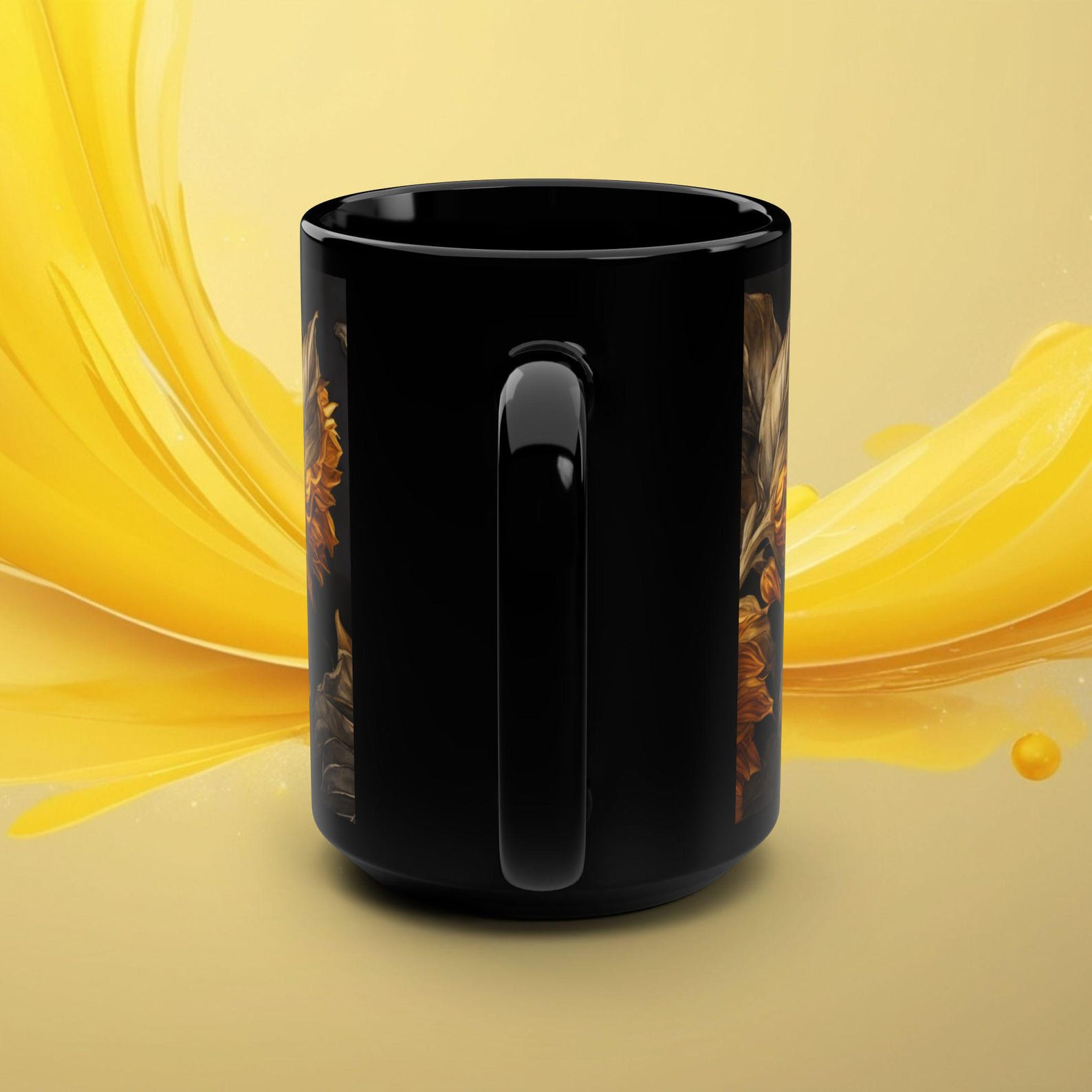 Sunflower Black Mug - Etsy