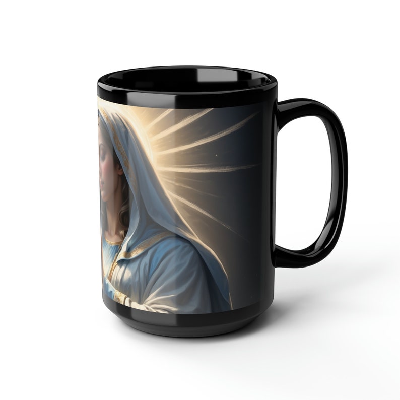Personalized Praying Virgin Mary Black Mug - Etsy
