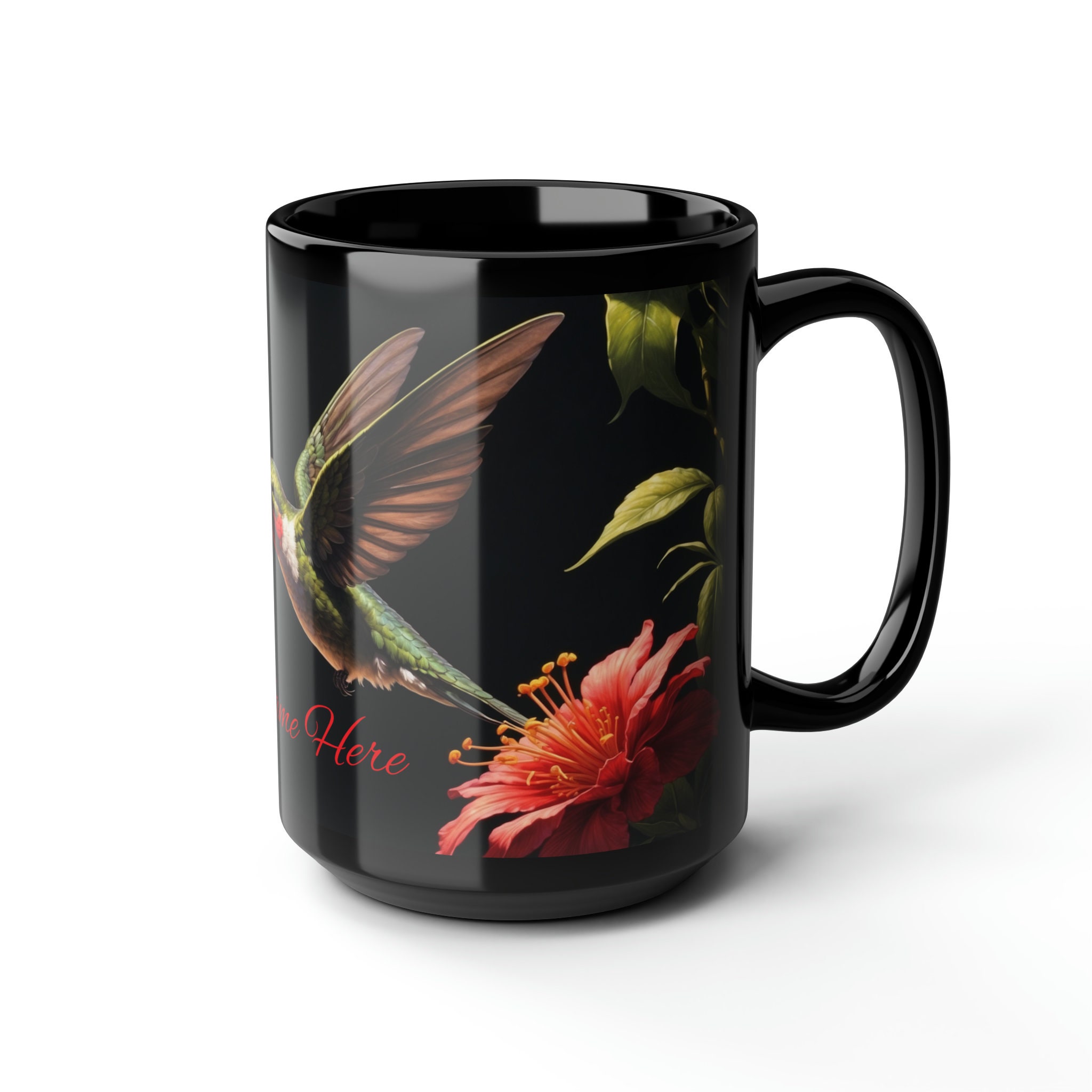 Personalized Hummingbird Black Mug - Etsy