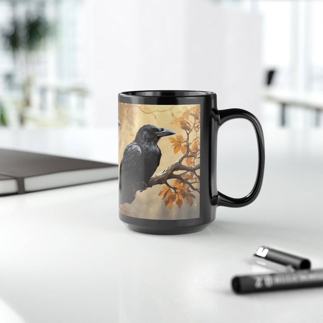 Personalized Two Crows Black Mug - Etsy