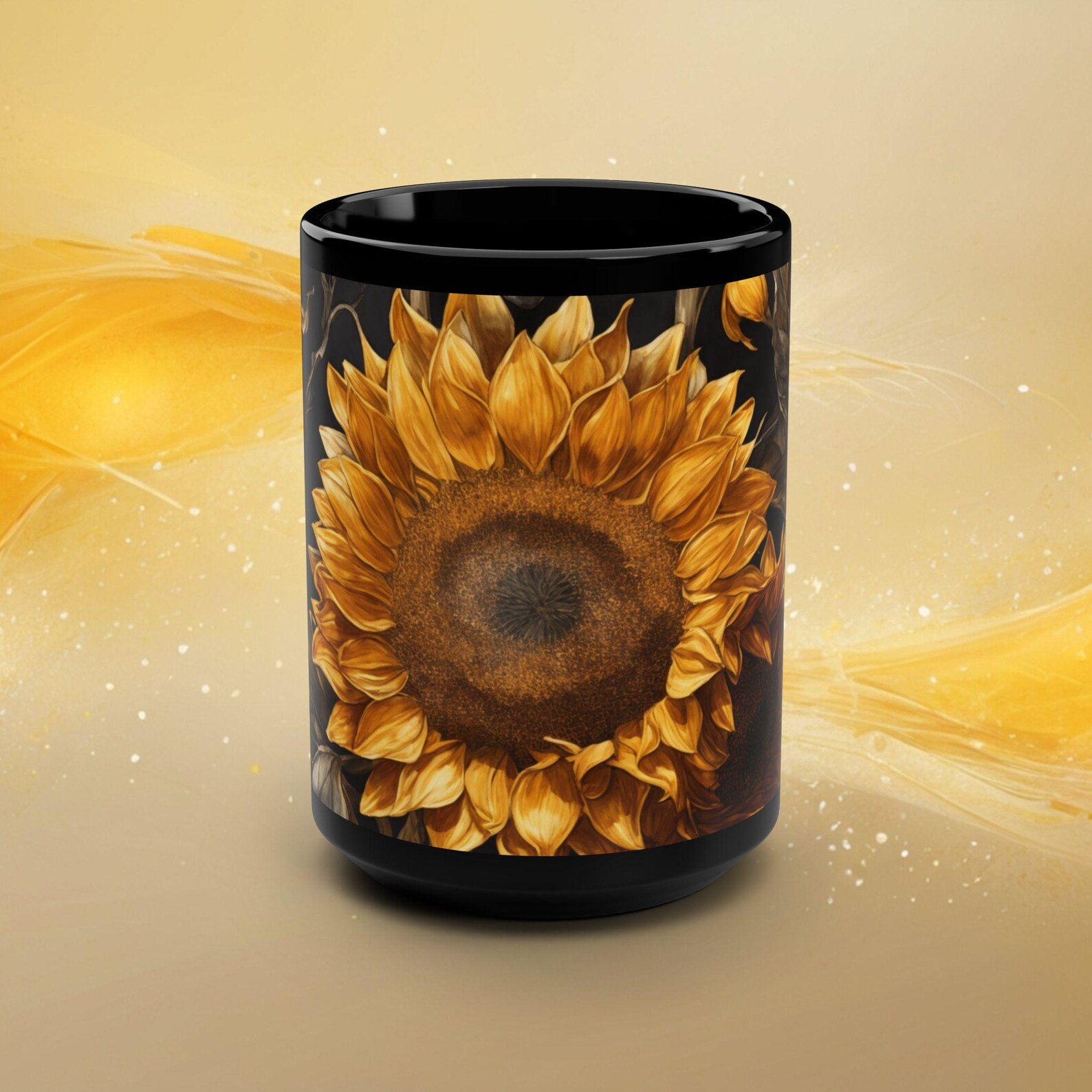 Sunflower Black Mug - Etsy