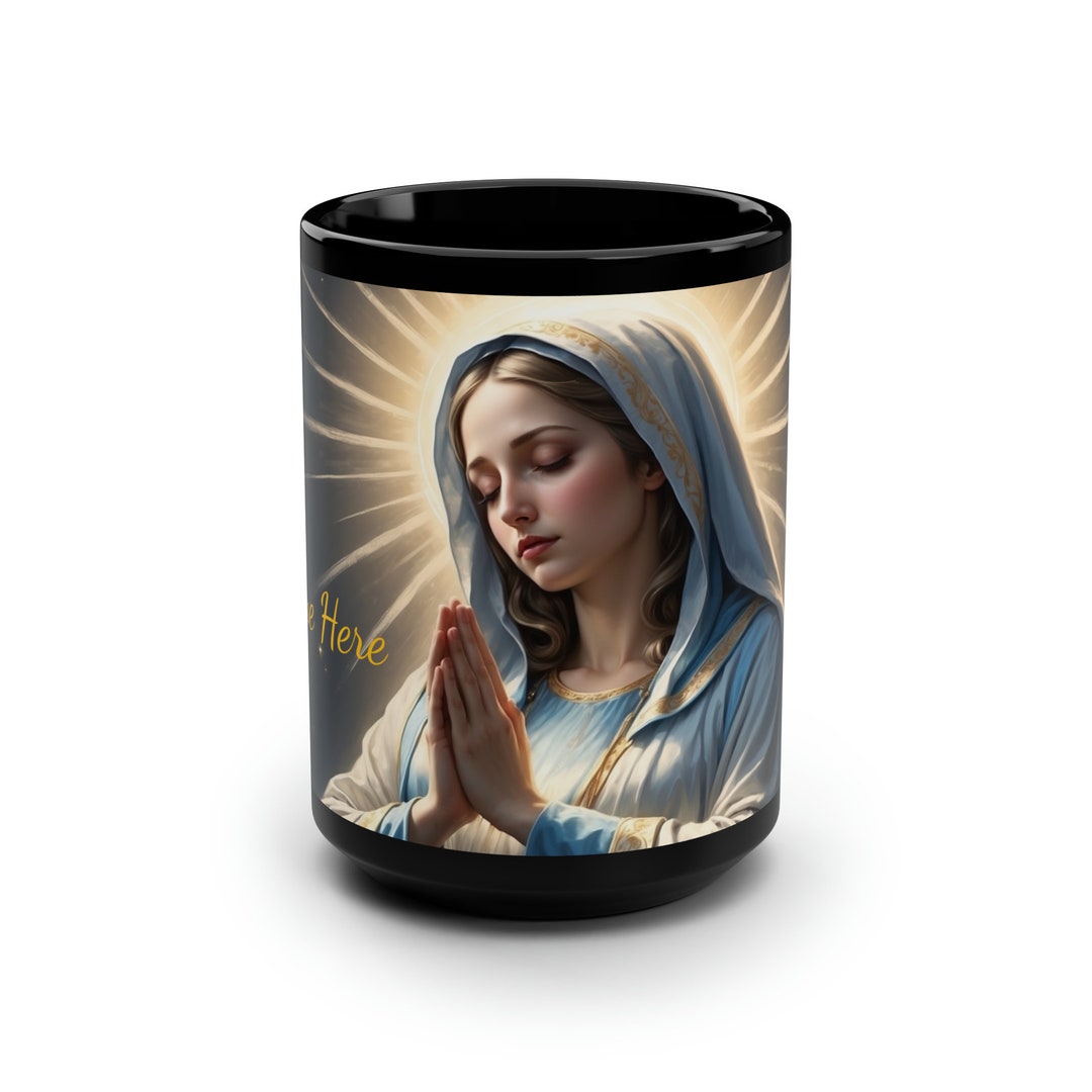 Personalized Praying Virgin Mary Black Mug - Etsy