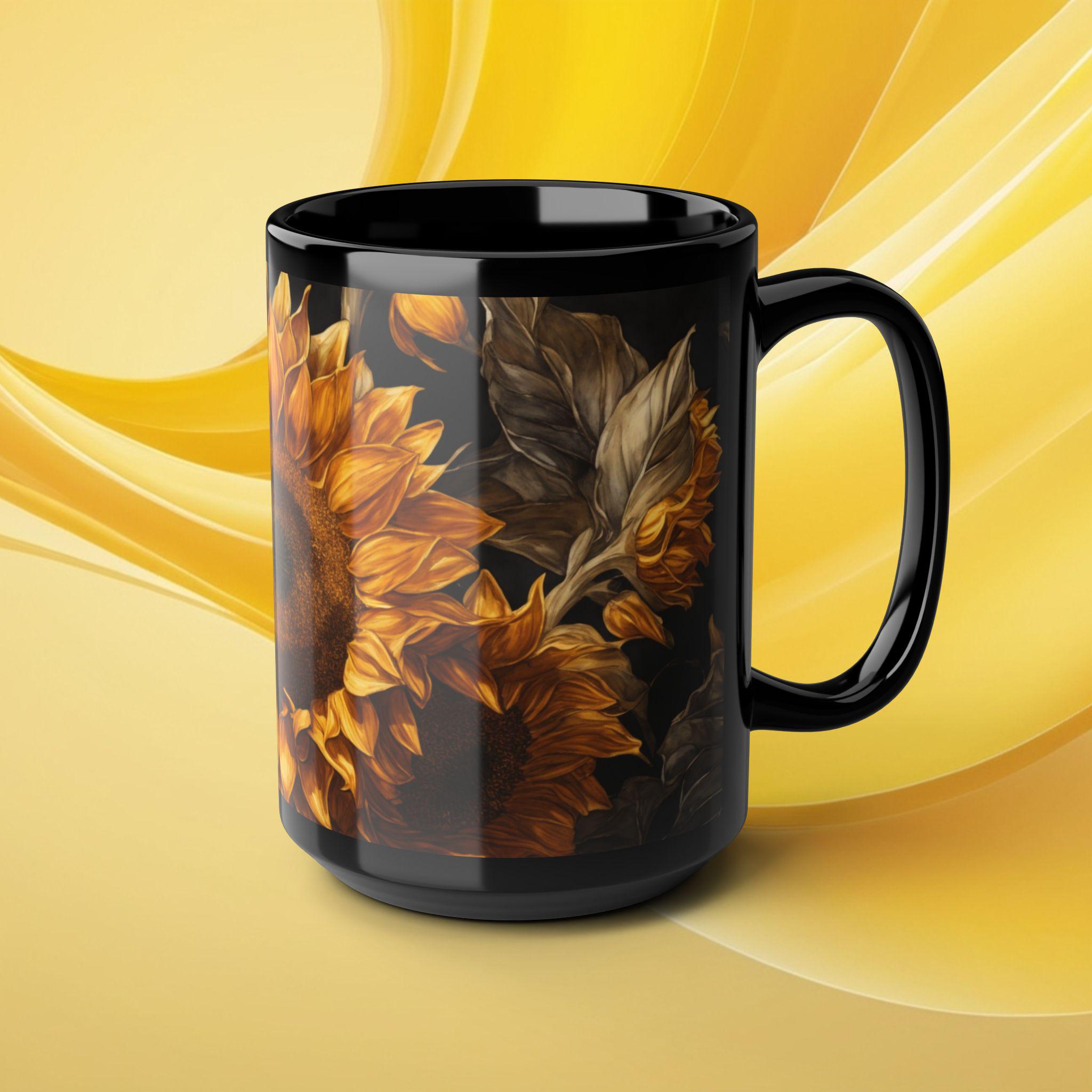 Sunflower Black Mug - Etsy
