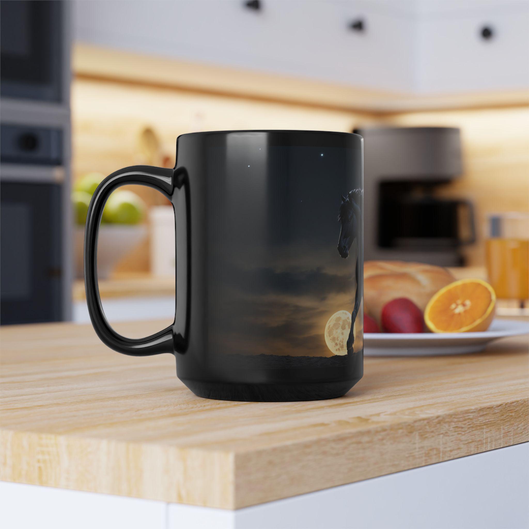 Personalized Black Horse on a Full Moon Mug - Etsy