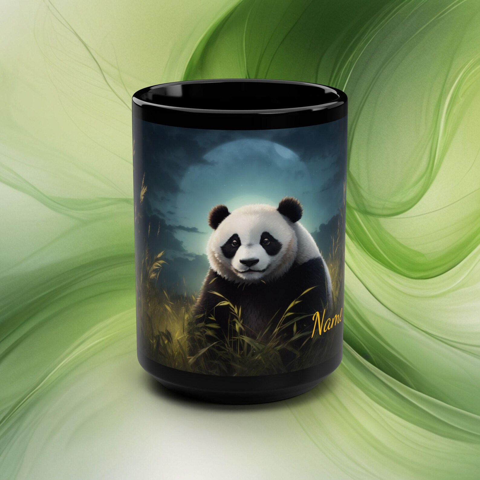 Personalized Panda Bear Black Mug - Etsy