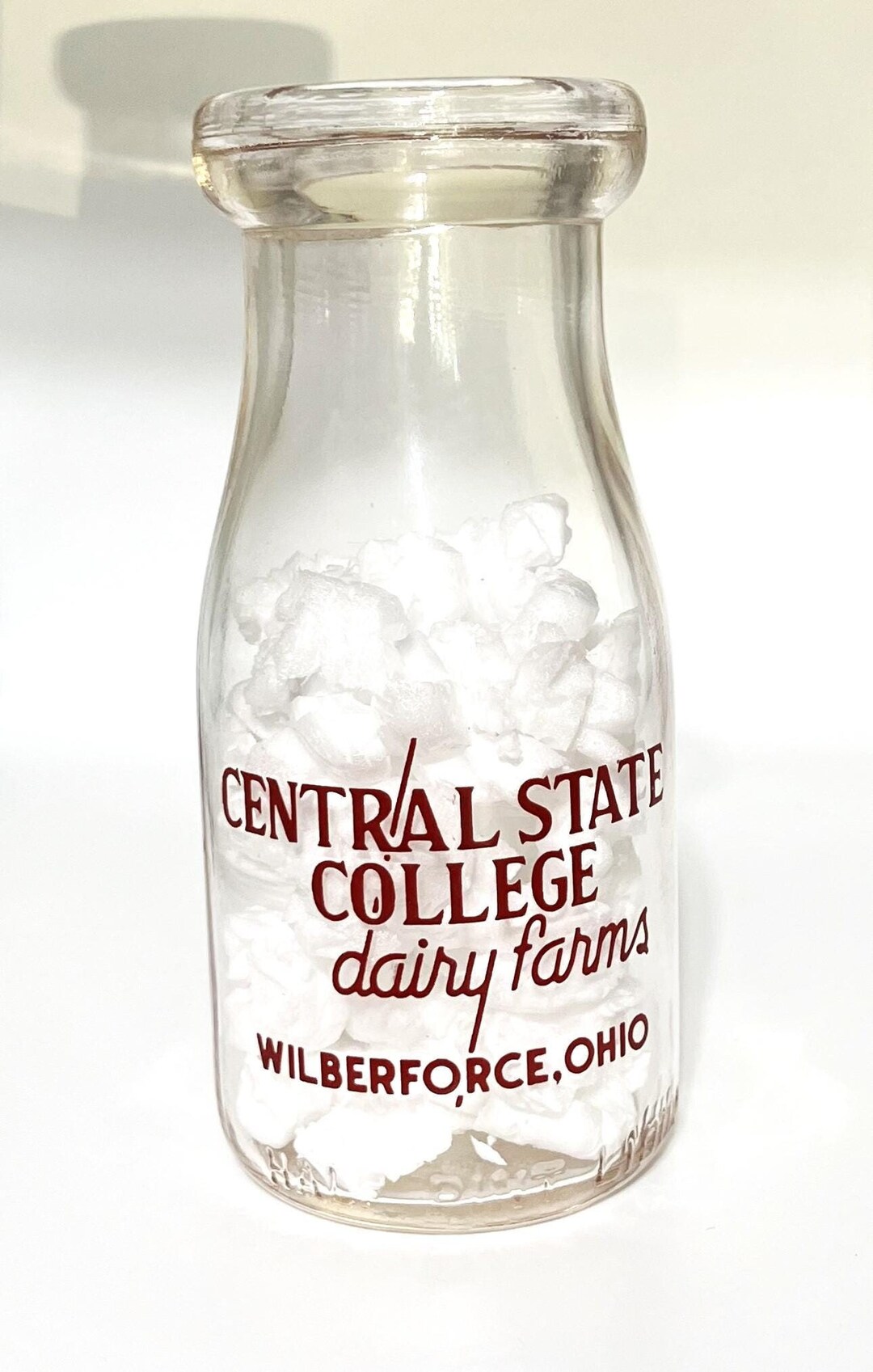 Awesome Vintage Half-pint Glass Milk Bottle "central STATE COLLEGE Dairy Farms" "wilberforce ...
