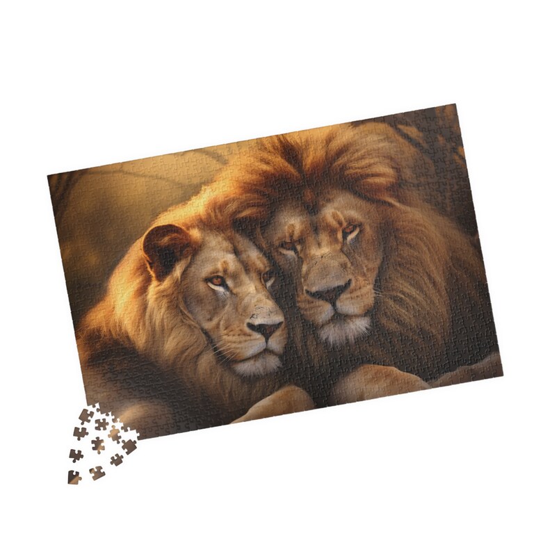 Lions Puzzle (110, 252, 500, 1014-piece) Cute Lions Cuddling - Etsy