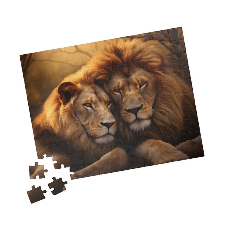 Lions Puzzle (110, 252, 500, 1014-piece) Cute Lions Cuddling - Etsy