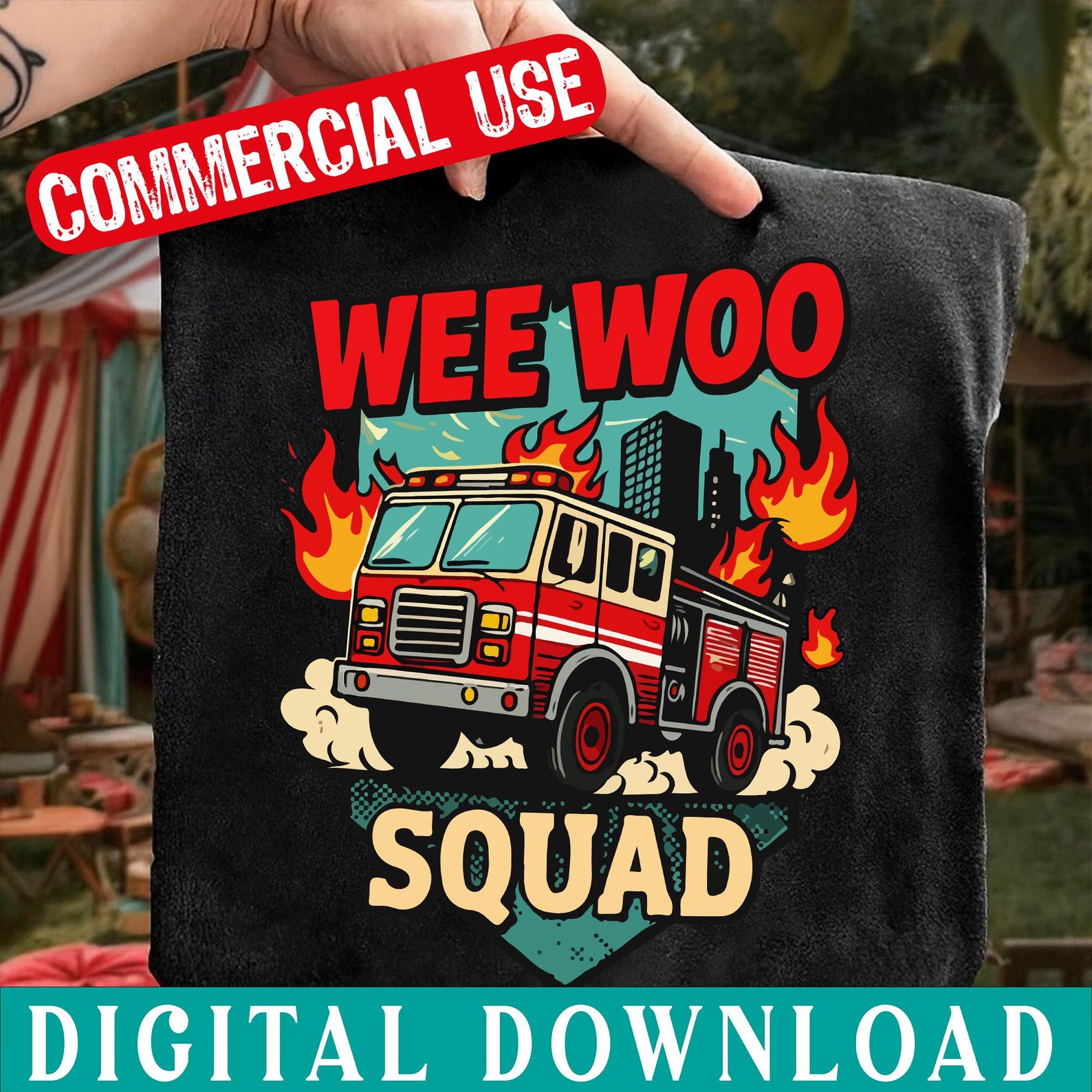 Wee Woo Squad Png, Funny Fire Truck Kids Png, Fire Department ...