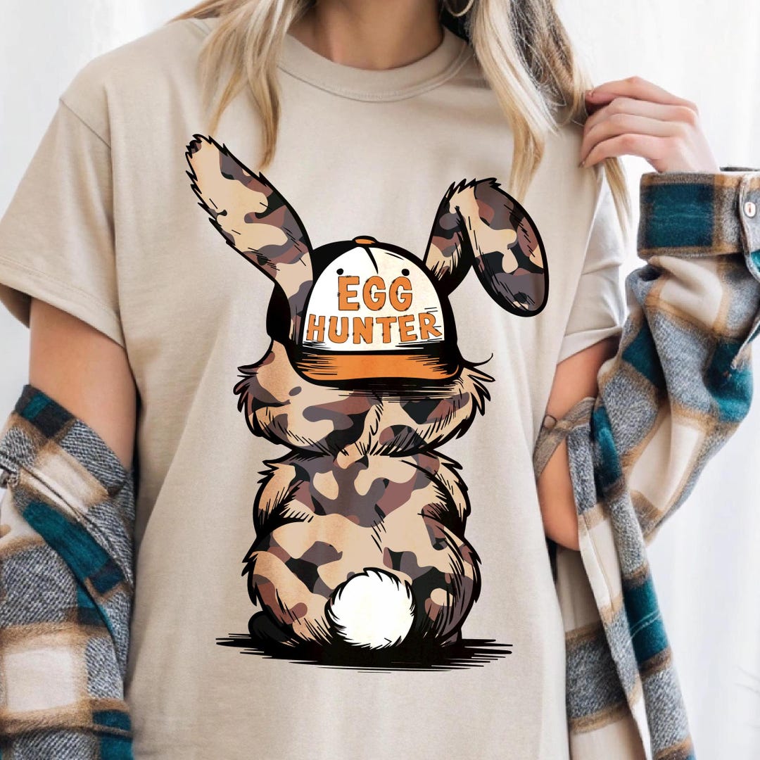 Egg Hunter Bunny Png, Camo Easter Bunny Png, Boy Bunny With Backwards ...