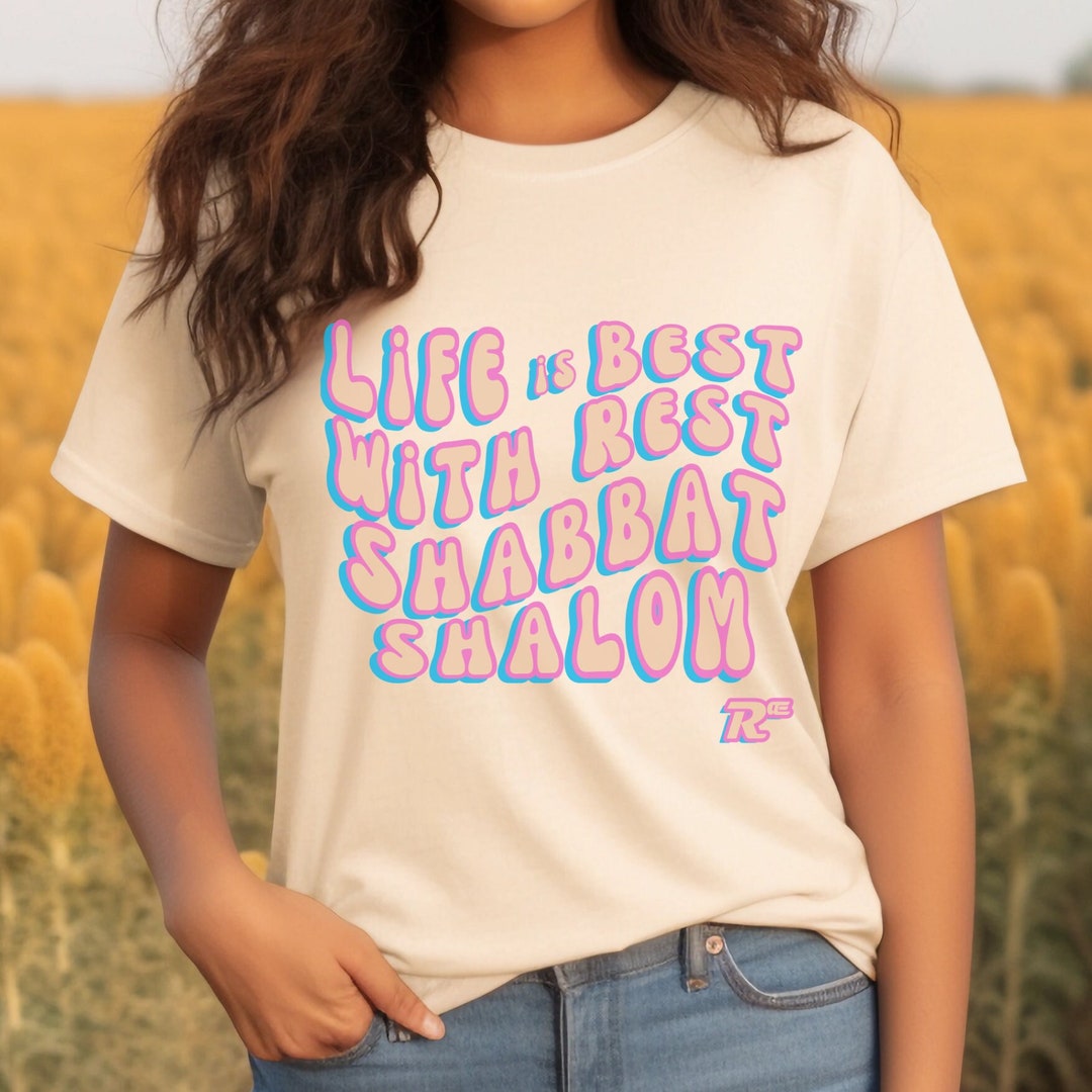 Shabbat Shalom T-shirt, Feast Day Tee, Rest Day Shirt, Retro Hippie ...