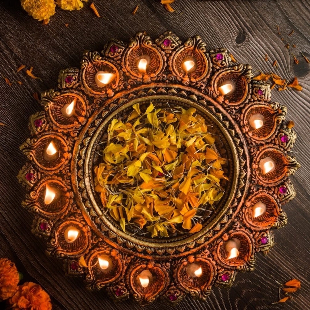 Terracotta 14 Diya Thali - Etsy
