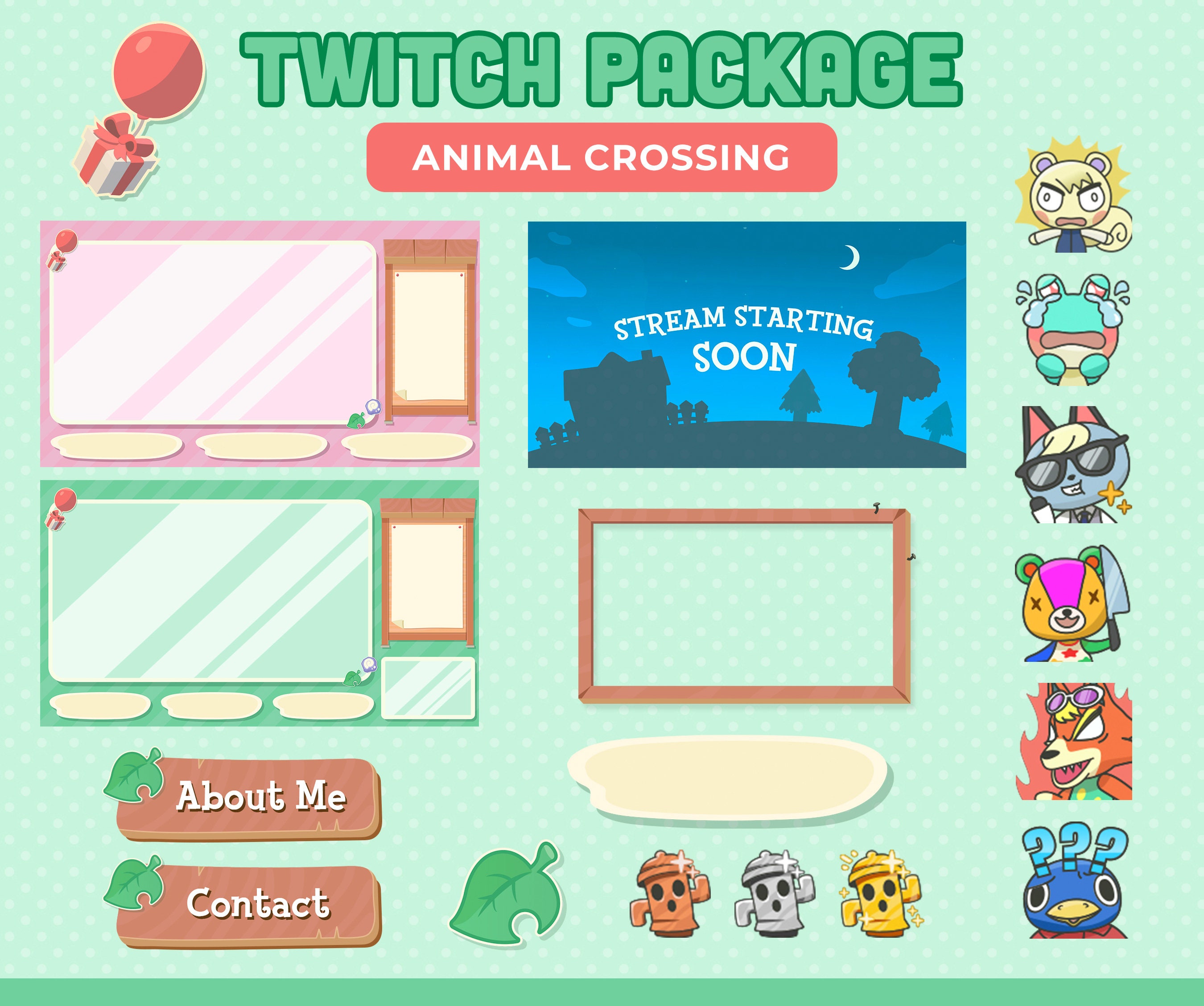 The Ultimate Animal Crossing Twitch Overlay Package - 4 Scenes, 4 ...