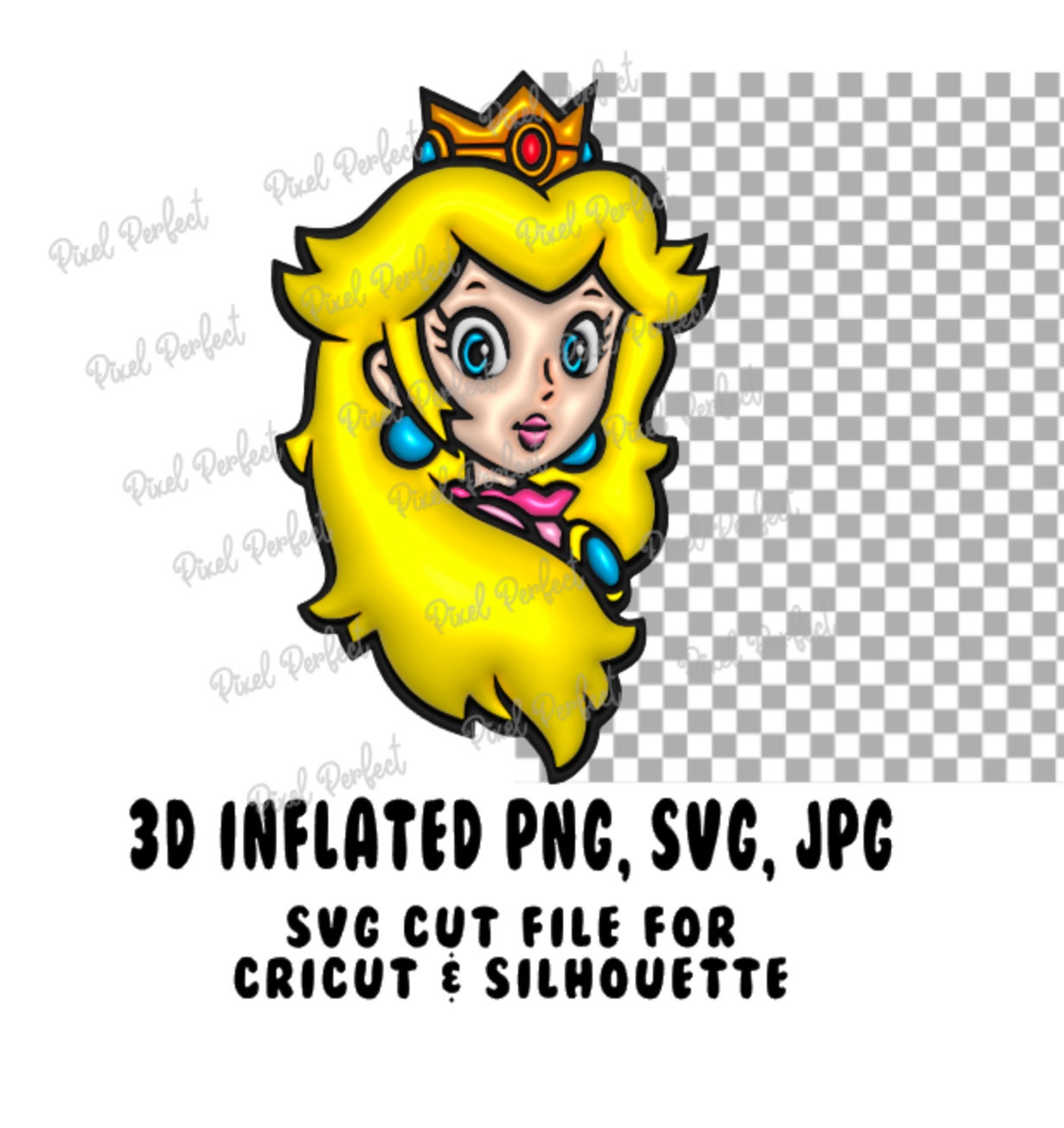 3D & Inflated Princess Peach JPEG, PNG and Layered SVG With Transparent ...