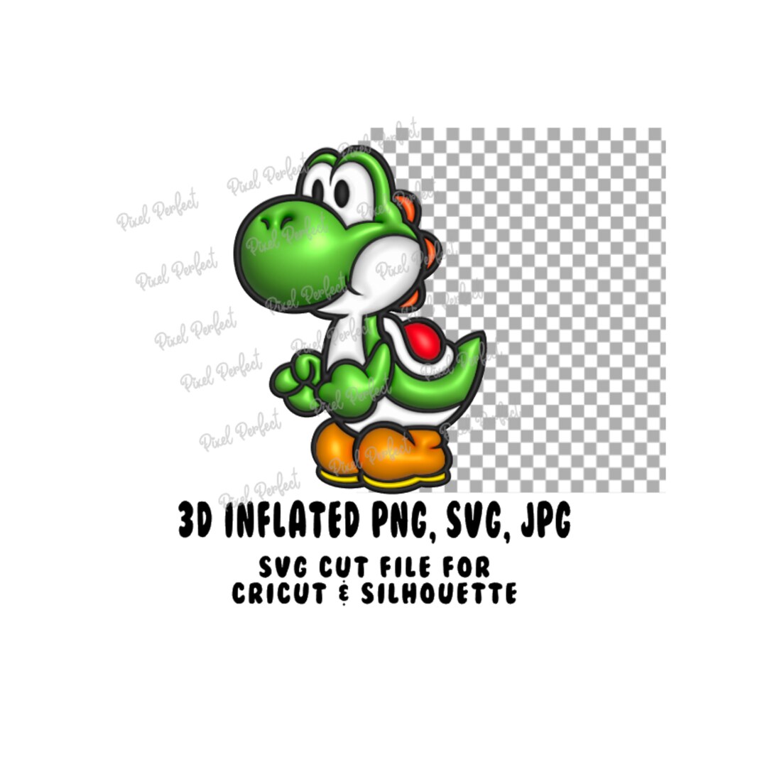 3D & Inflated Yoshi JPEG, PNG and Layered SVG With Transparent ...