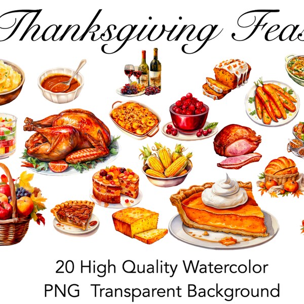 Food Thanksgiving Clipart - Etsy