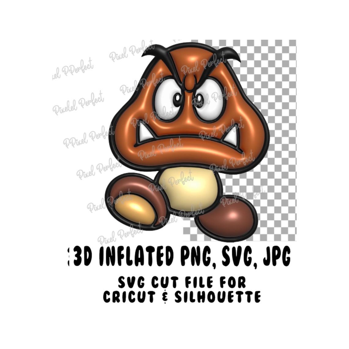 3D & Inflated Goomba JPEG, PNG and Layered SVG With Transparent ...