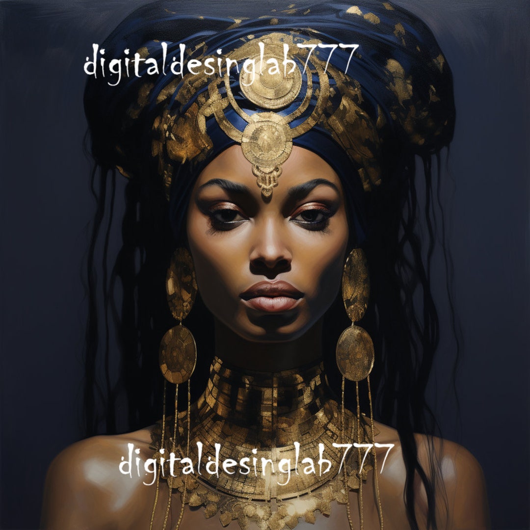 Supreme Print: Gold African Art, Realistic Portrait in Rubens Style ...