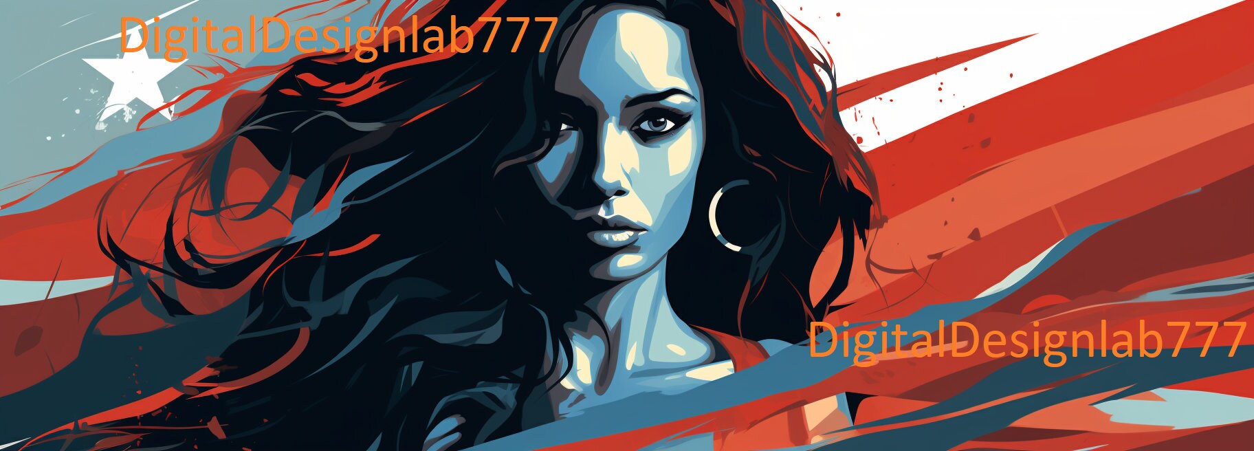 Neo-pop Illustration: Puerto Rico Flag With Jagged Edges in Havencore ...