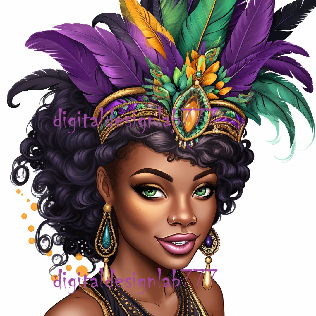 Mardi Gras Girl Png, Sublimation Design, Mardi Gras Black Girl Png ...