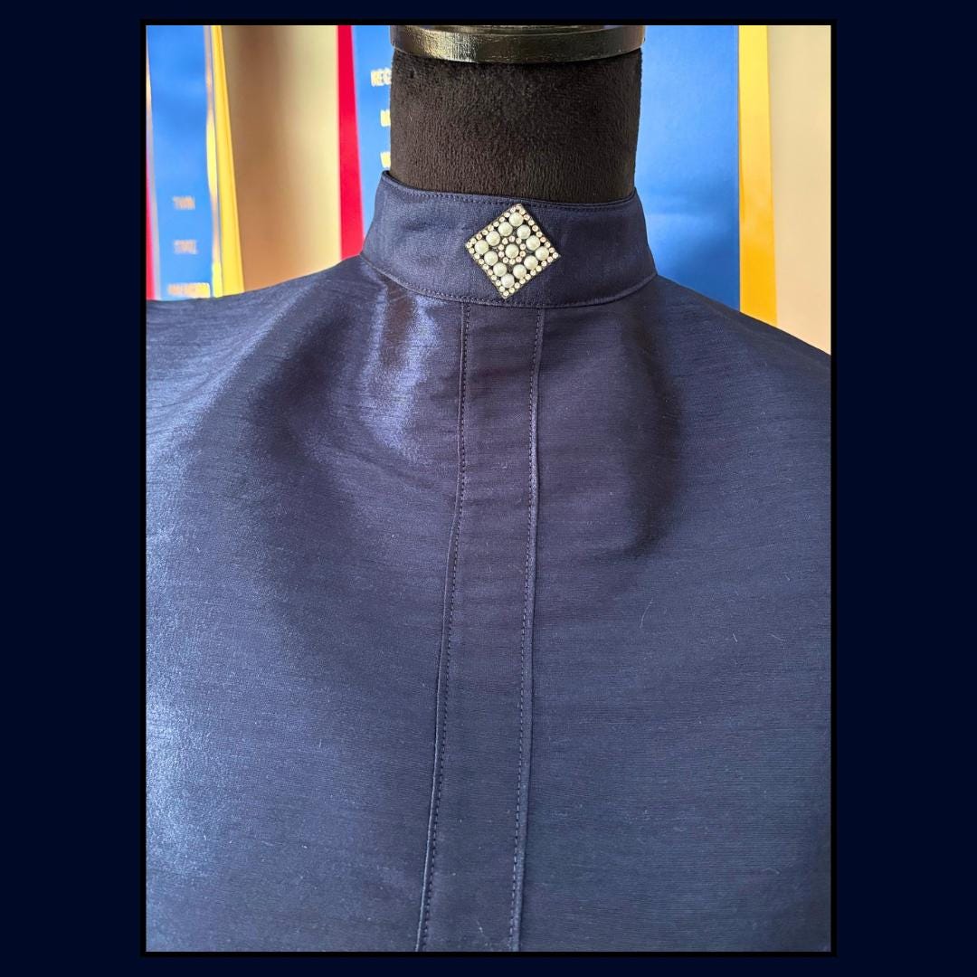 Hunt Seat Dickie or Ratcatcher for Horse Shows - Navy Faux Silk With ...