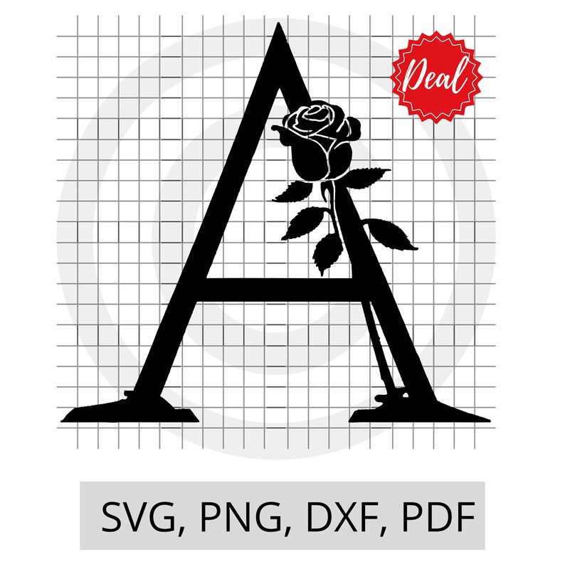 Rose Alphabet Vector Clipart Svg, Png, Dxf, Pdf Printable Letters and ...