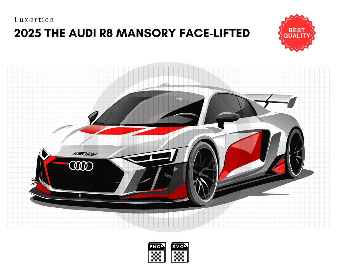 Vector Illustrations Set of 2025 the Audi R8 Mansory Face-lifted 15 Premium Clip Arts Bundle SVG ...