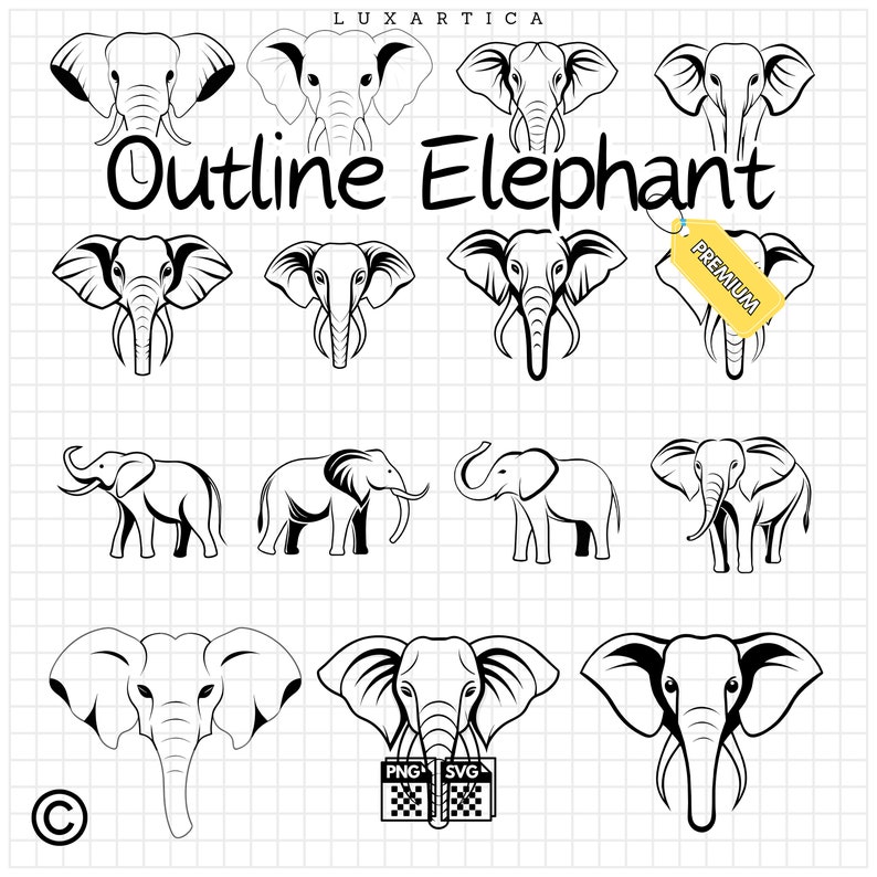 Elephant Illustration Bundle Animal Svg, Animals, Plotter File, Animals ...