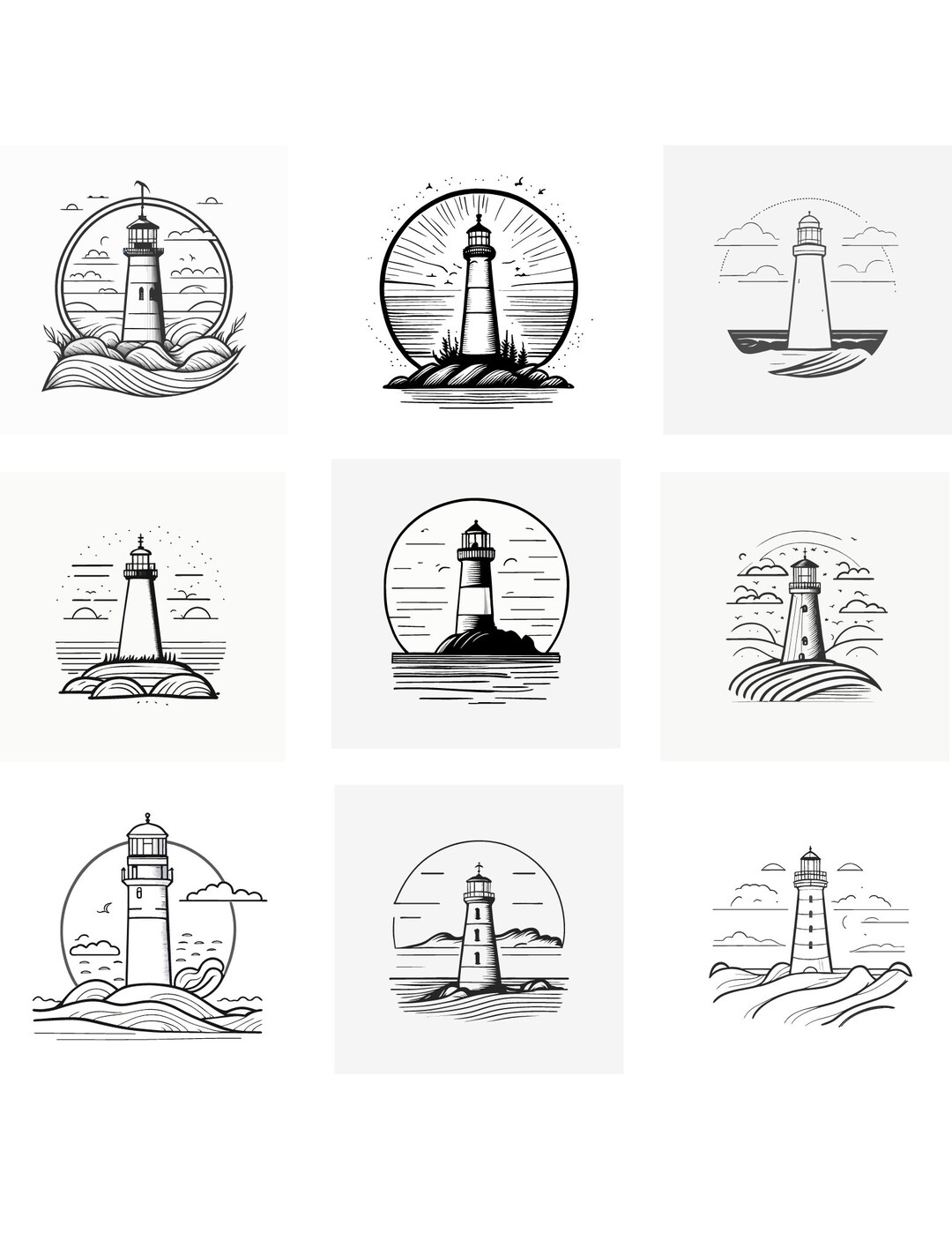 100 Lighthouse SVG, Lighthouse Silhouette SVG, Ocean SVG, Sea Svg ...