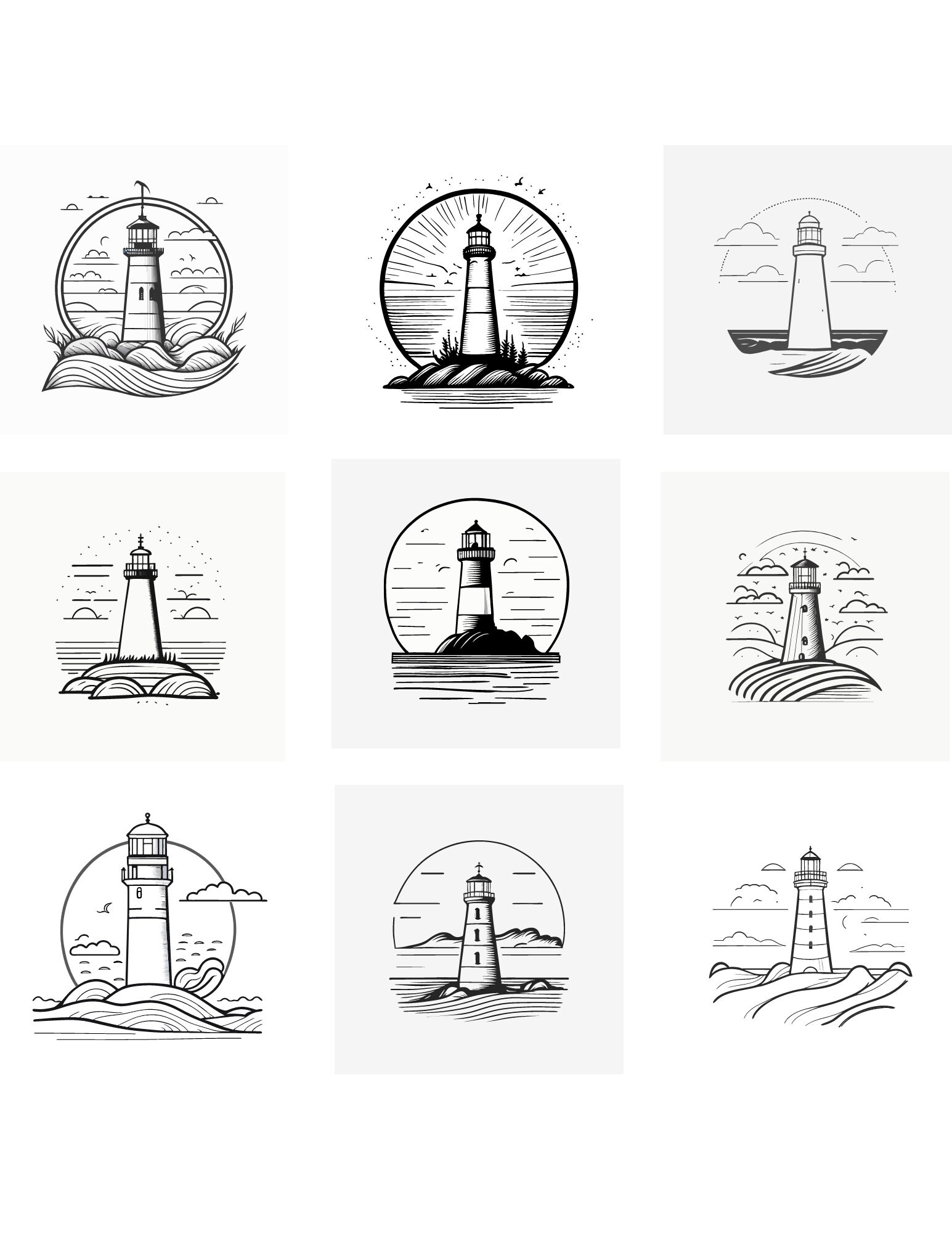 100 Lighthouse SVG, Lighthouse Silhouette SVG, Ocean SVG, Sea Svg ...