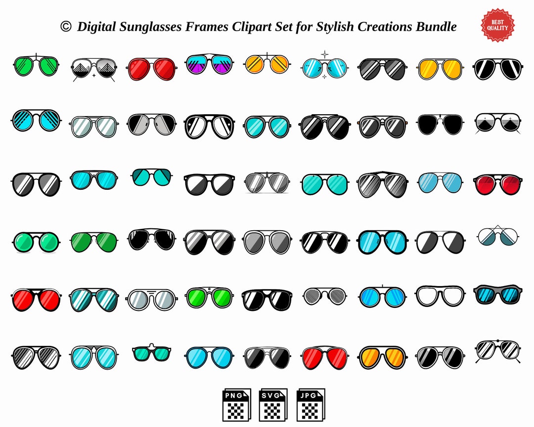 Digital Sunglasses Frames Clipart Set for Stylish Creations Bundle ...