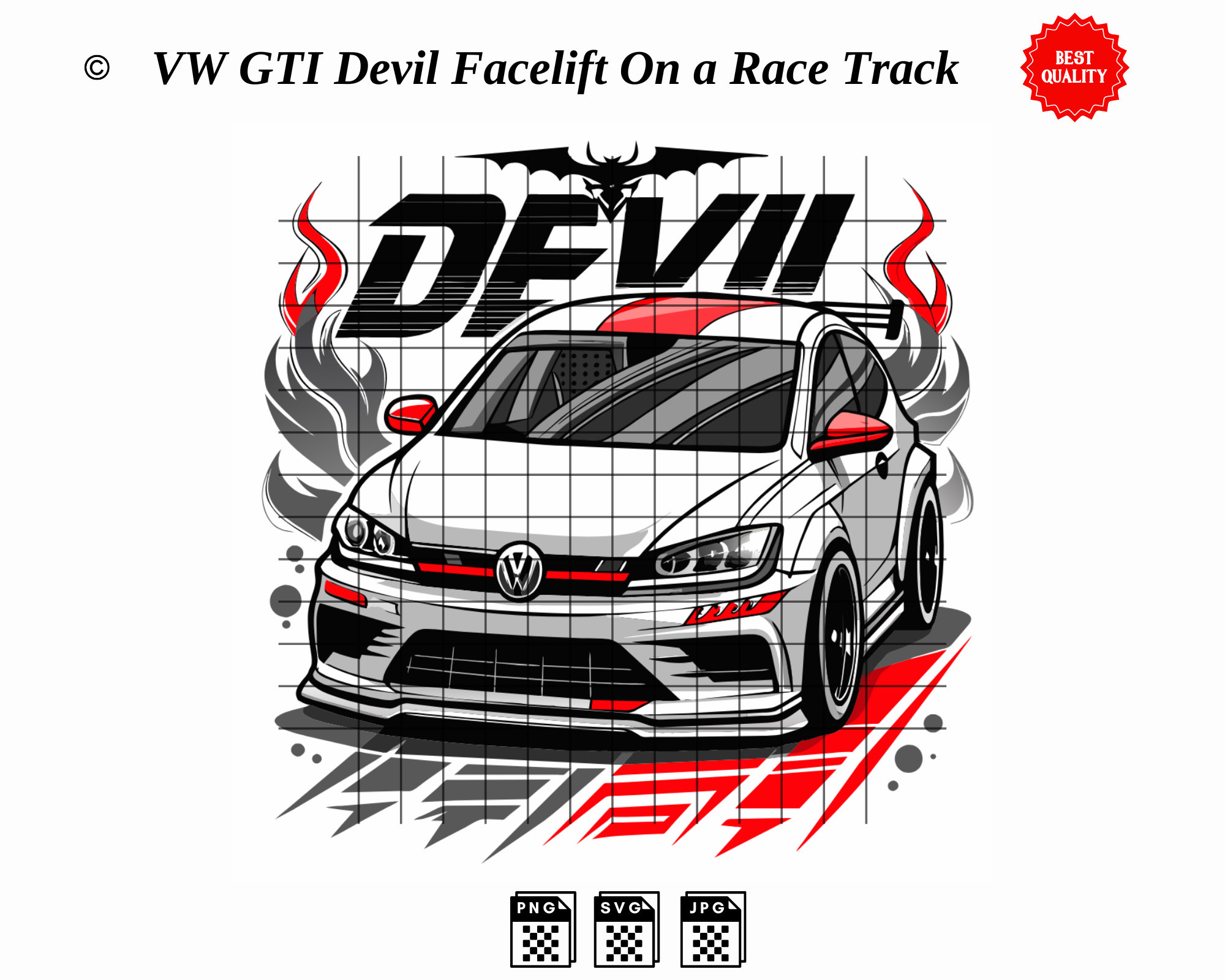 Vector Clipart SVG PNG JPG Volkswagen Gti Devil Facelift Bundle, 15 Digital Car Graphic Design ...