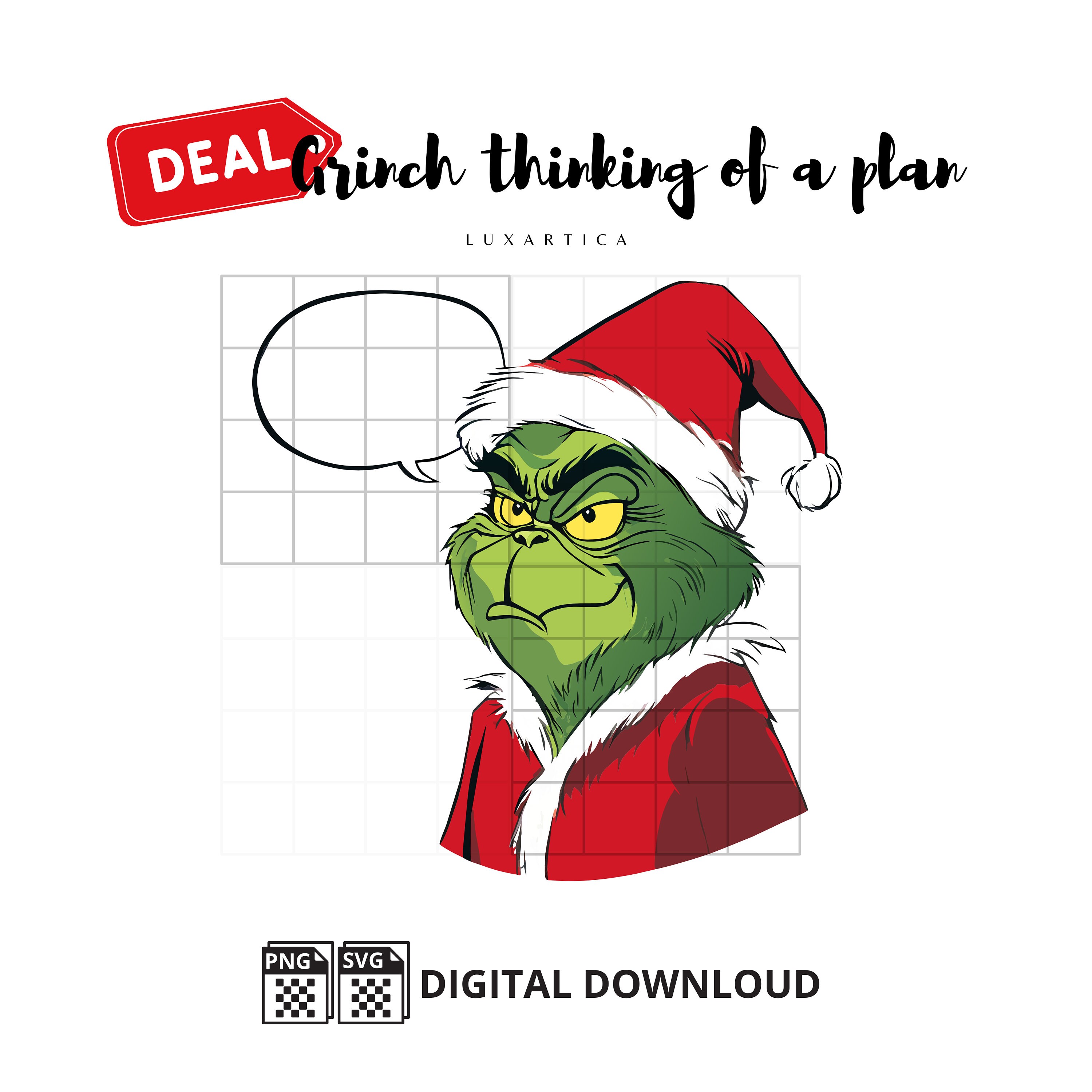 Grinch Thinking of a Plan SVG, PNG Clipart Bundle Victor, Digital ...
